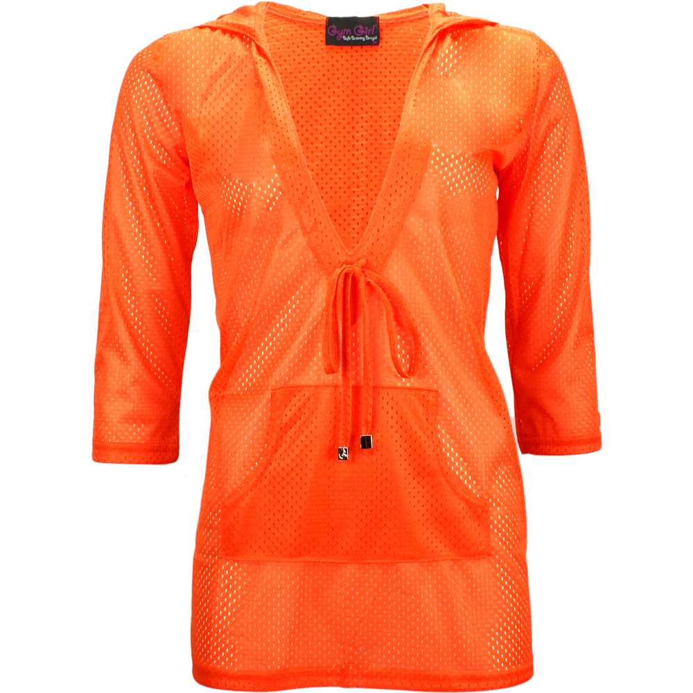 Inspired Activewear | Gym Coverup in Orange Athletic Mesh | Gym Girl