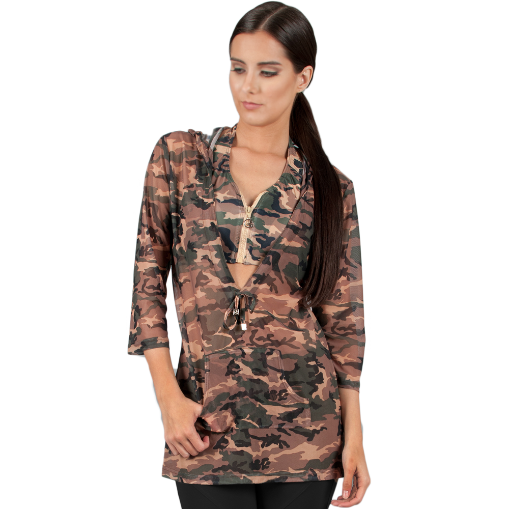 Inspired Activewear | Gym Coverup Stretch Camouflage Mesh | Gym Girl