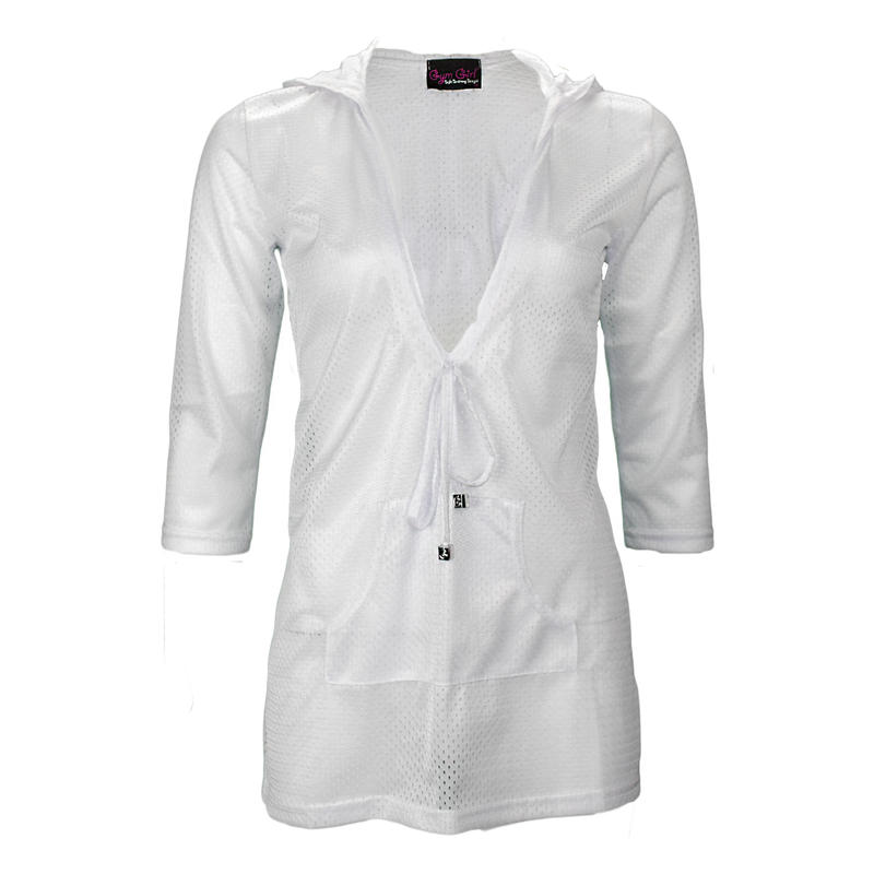 Inspired Activewear | Gym Coverup in White Athletic Mesh | Gym Girl