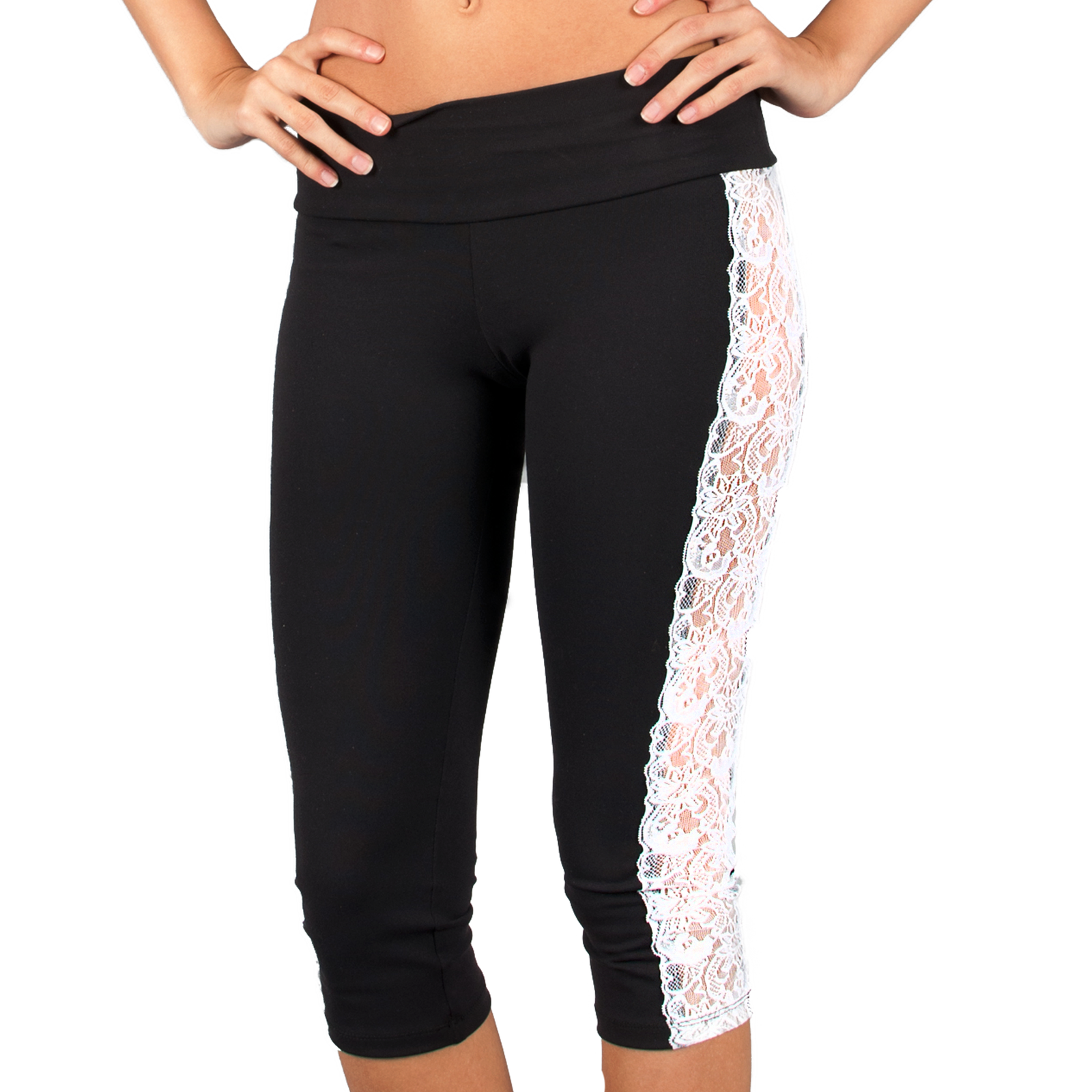 Inspired Activewear | Black & White Lace Capris | Gym Girl