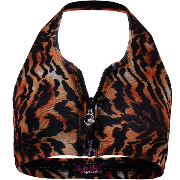Inspired Activewear | Halter Sports Bra in Tiger Print | Gym Girl